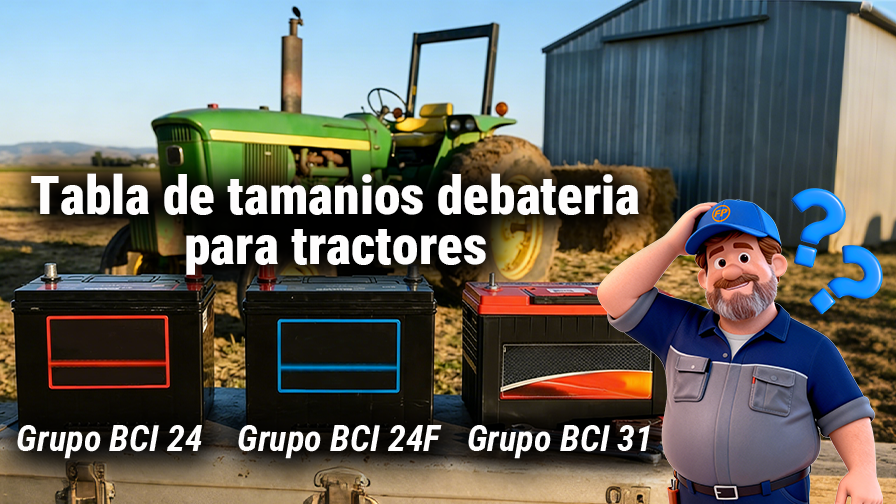 Tabla de tamaños de baterías para tractores